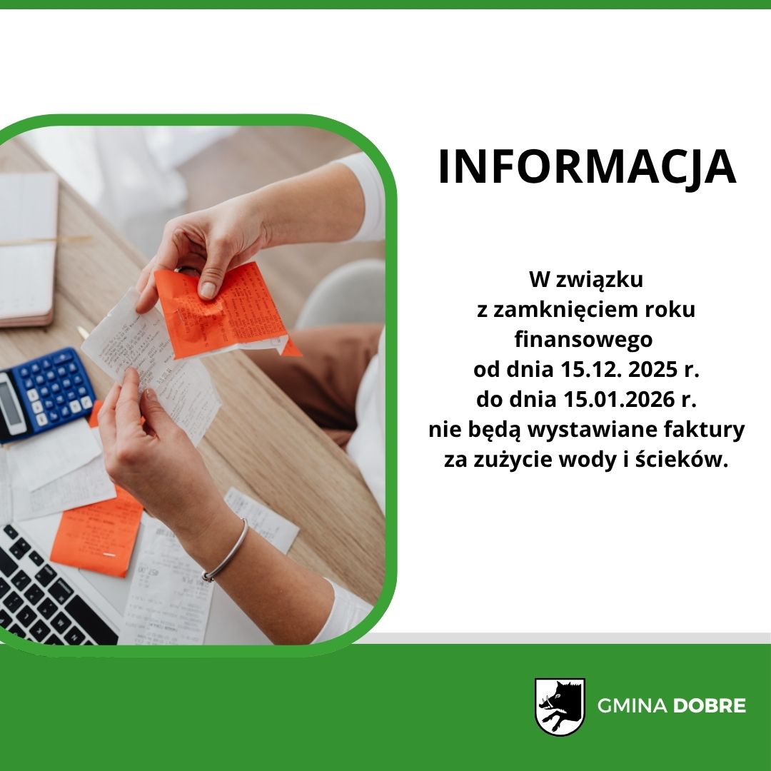 Faktury za zużycie wody i odprowadzanie ścieków – Gmina Dobre